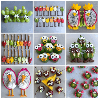 Cute Fruit Animals Roundup (Fun and Creative Food Art)