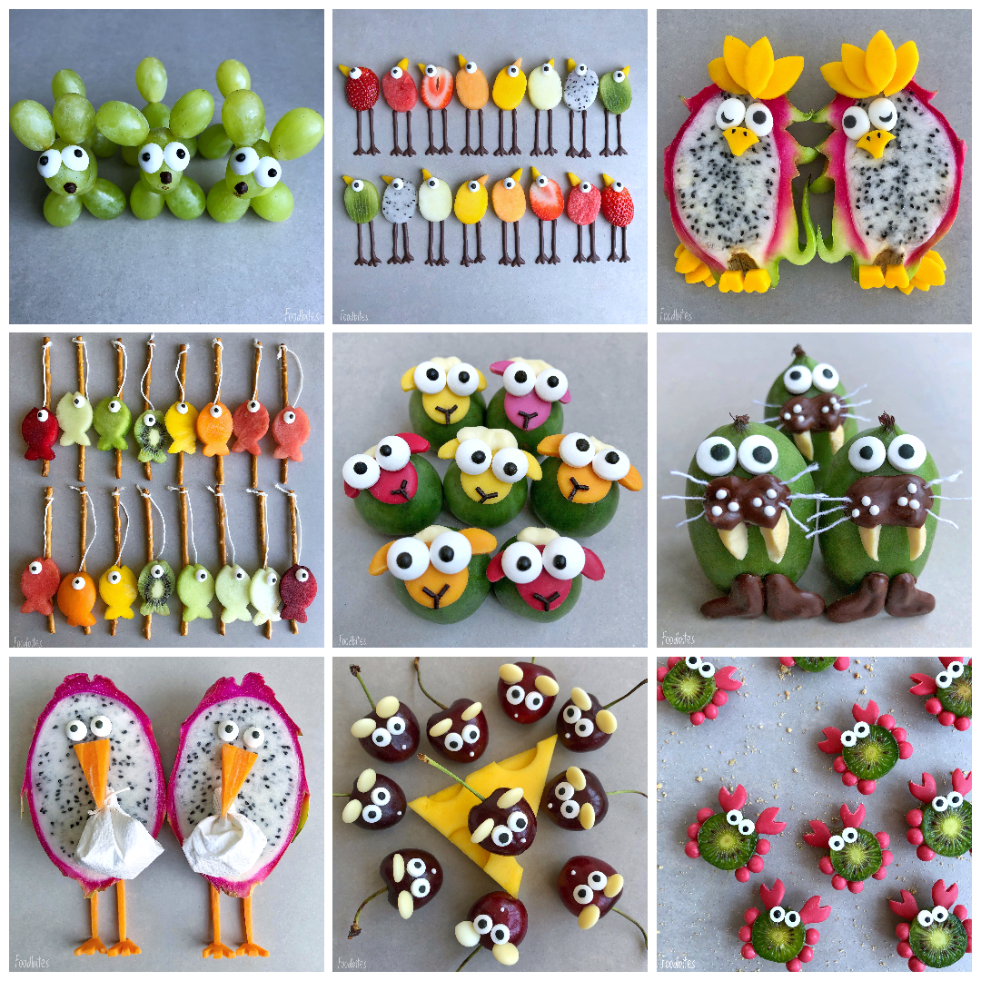 Cute Fruit Animals Roundup (Fun and Creative Food Art)