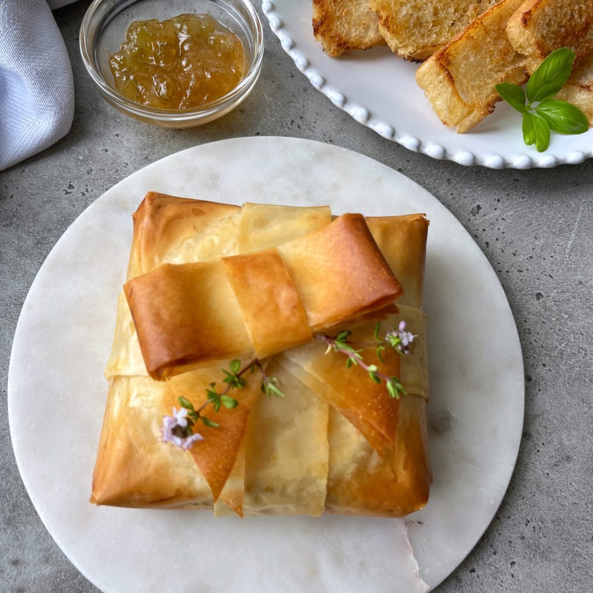 Phyllo Baked Brie with Fig Jam - Foodbites